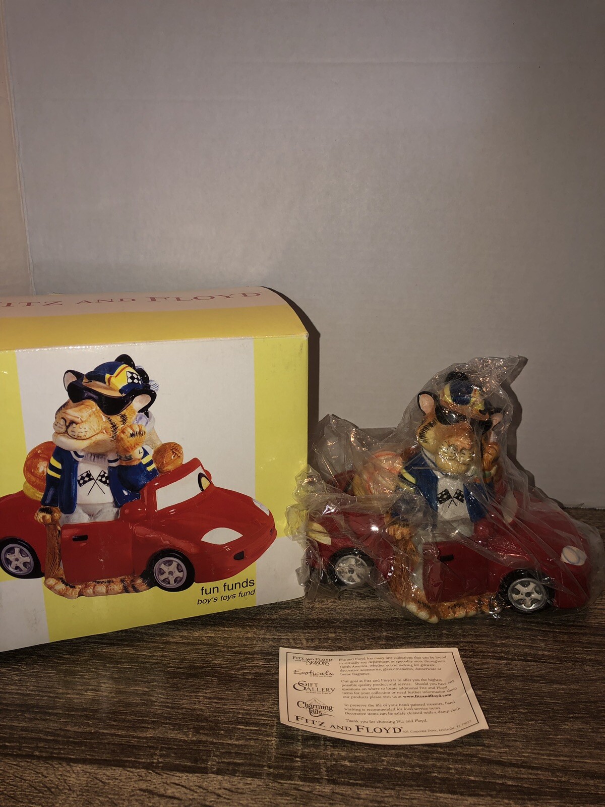 Fitz and Floyd Boys Toys Coin Bank Tiger Cat in Car Golf Pro Fun Funds ...