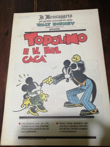 Topolino Est Il Bel Gaga ' Walt Disney Supplémentaire Mess 29 Sept 1989 ...