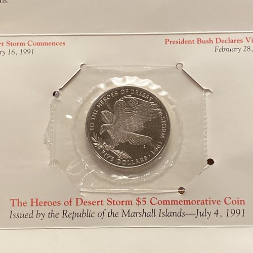 Collectible 1991 Heroes of Desert Storm $5 Commemorative Coin in Folder ...