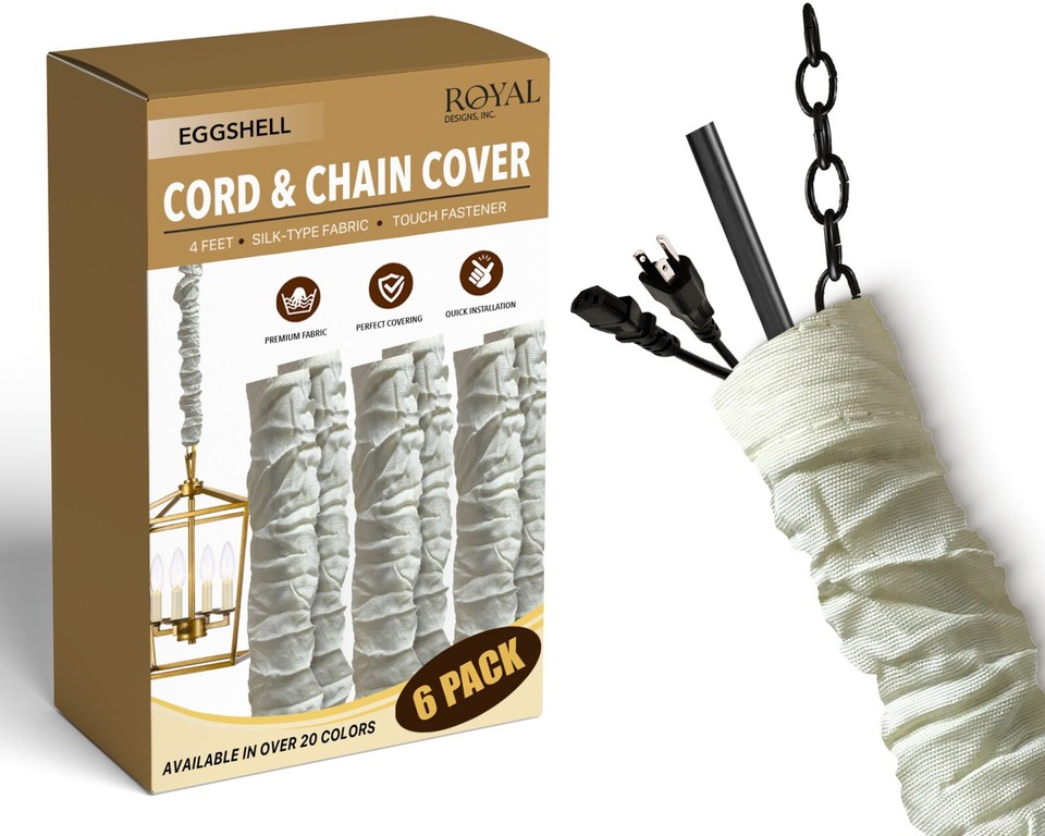 Royal Designs, Inc. Decorative Fabric Cord Cover Chandelier Chain Cover ...