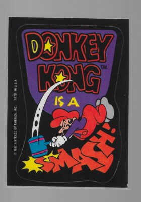 1982 Nintendo Donkey Kong Sticker Card "Donkey Kong is a Smash" Super ...