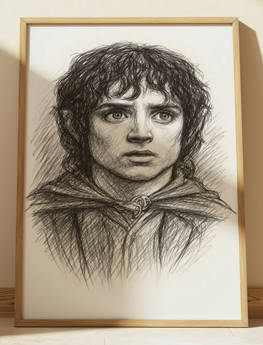 FRODO BAGGINS LORD OF THE RINGS DRAWING PRINT PORTRAIT SKETCH 8" x 10 ...