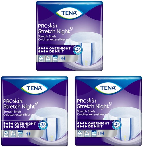 36x Tena Proskin Stretch Briefs w Tabs Overnight Night Underwear Medium ...