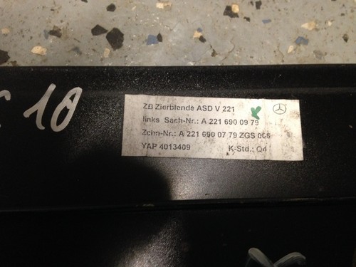 10 - 13 Mercedes S550 S600 S63 S65 left side roof drip molding ...