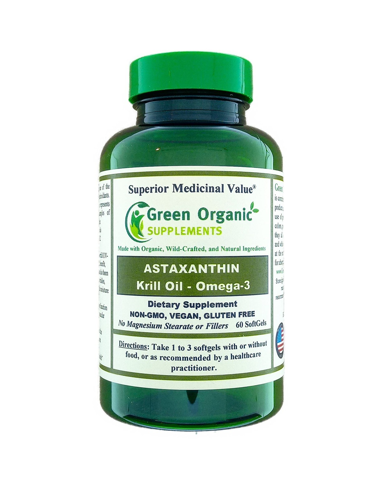 Green Organic Krill Oil Omega 3 Astaxanthin, from Antarctic, 1000 mg ...