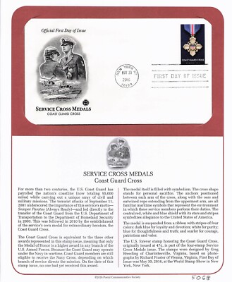 First Day Cover, Postal Commemorative Society 2016, Coast Guard Cross ...