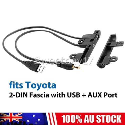 Car 2 DIN Fascia Facia Dash Kit Side Trims Usb & 3.5mm Aux Auxiliary ...