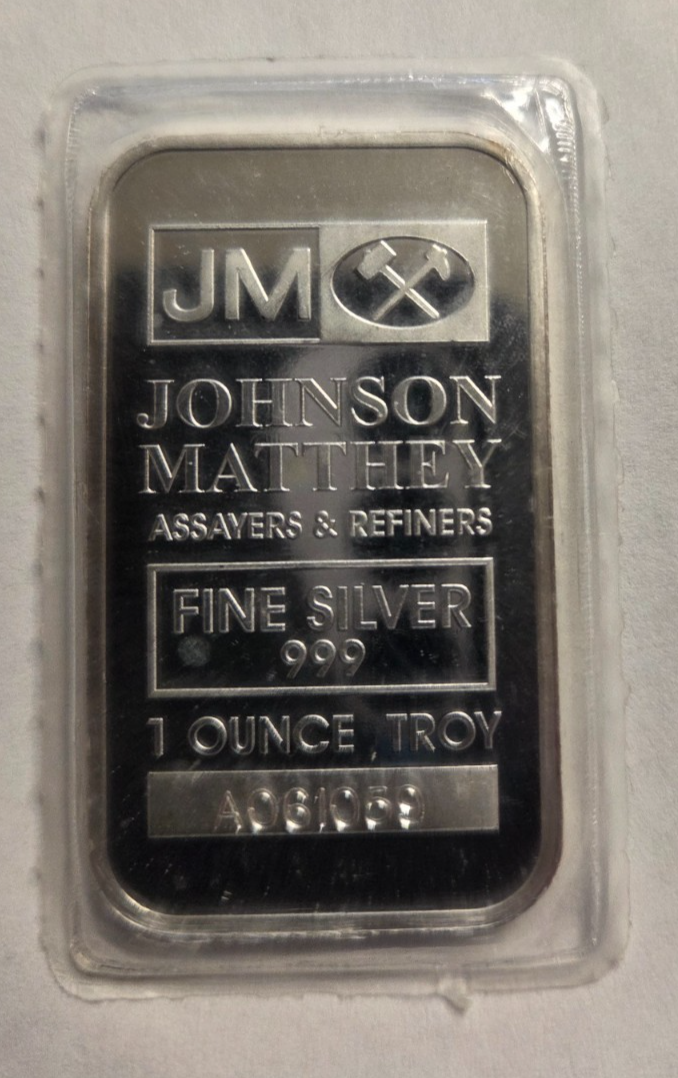 Johnson Matthey Assayers & Refiners 1 Troy oz .999 Fine Silver Bar ...