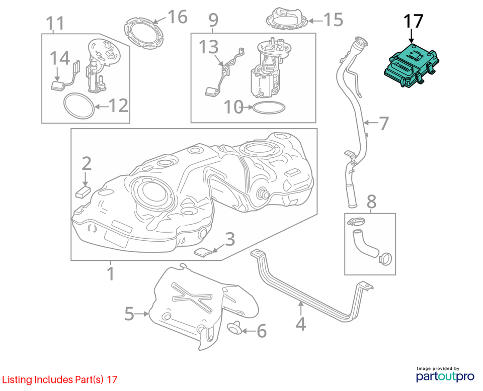 Chassis ECM Fuel Pump Left Hand Frame Rail Fits 15-19 ESCALADE 957897 ...