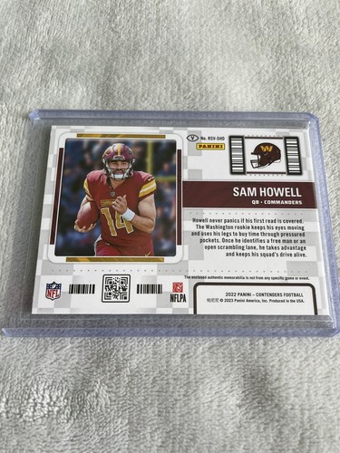 Sam Howell Rookie Patch Variation RC 2022 Panini Contenders #RSV-SHO ...
