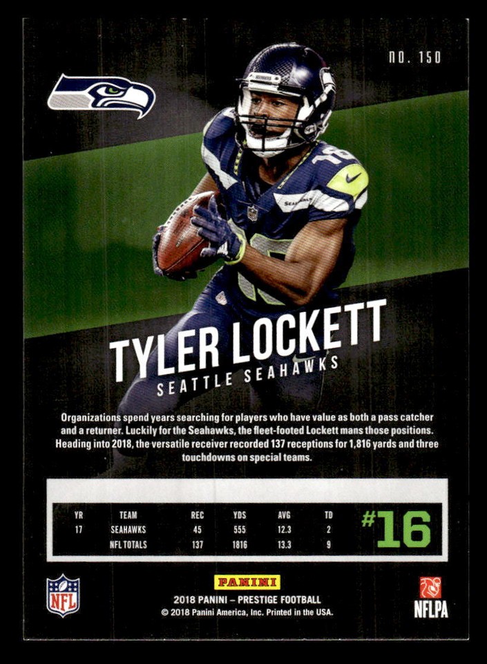 2018 Panini Prestige Tyler Lockett #150 Seattle Seahawks Football Card ...