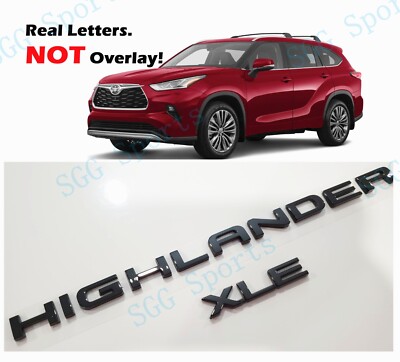 2PC Gloss Black Rear HIGHLANDER XLE Letter Emblem Fit For 2020+Toyota ...