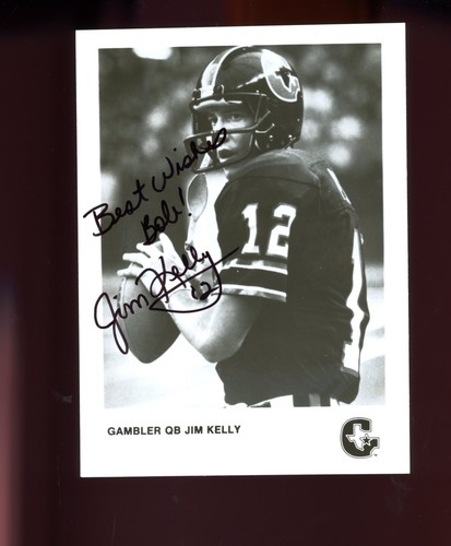 Jim Kelly Vintage USFL Houston Gamblers Autographed Signed Auto Photo ...