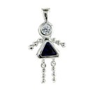 Sterling Silver Birthstone Baby Girl Pendant Charm Colored Cubic ...