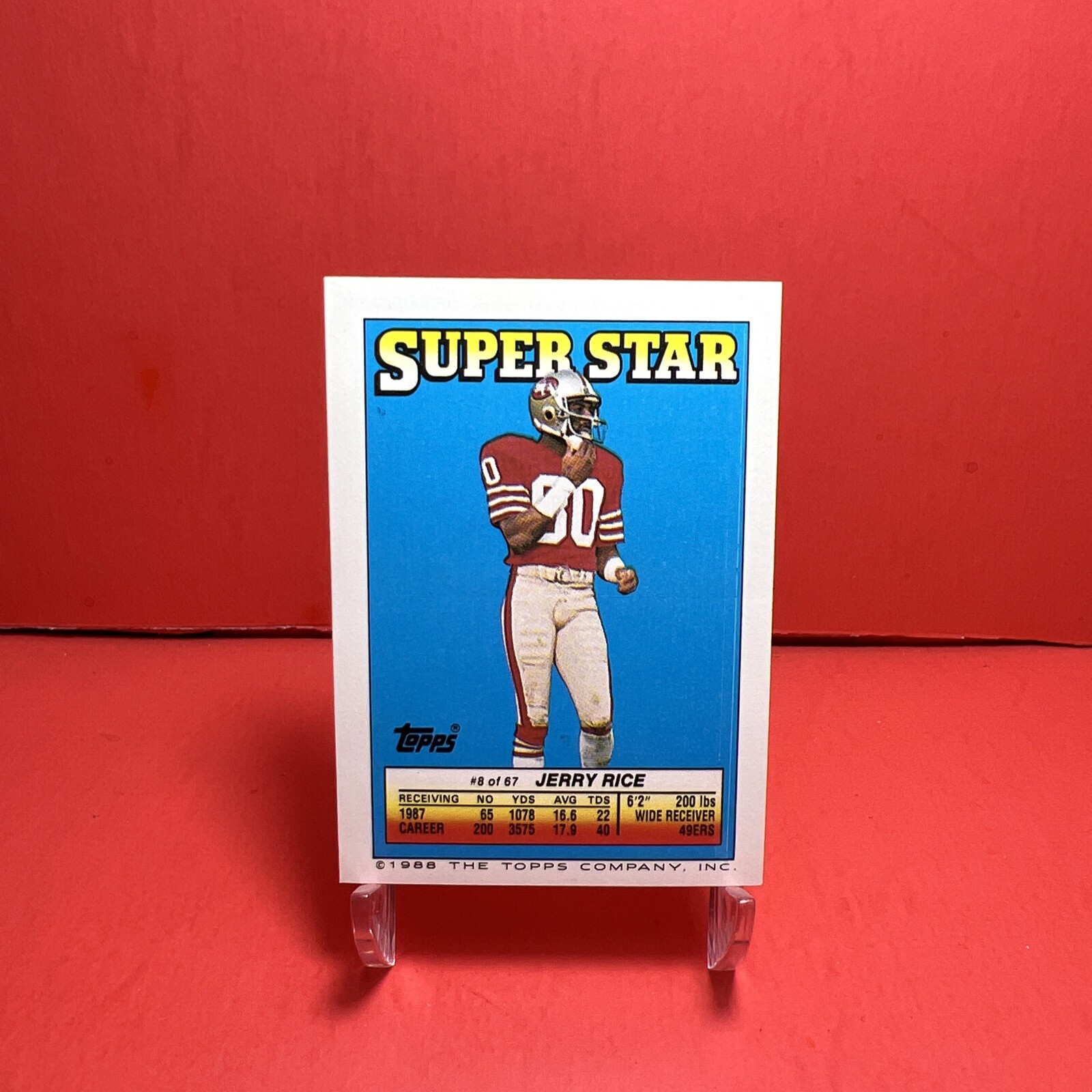 1988 Super Star Sticker Back Jerry Rice Jeff Smith Earnest Byner Rookie ...