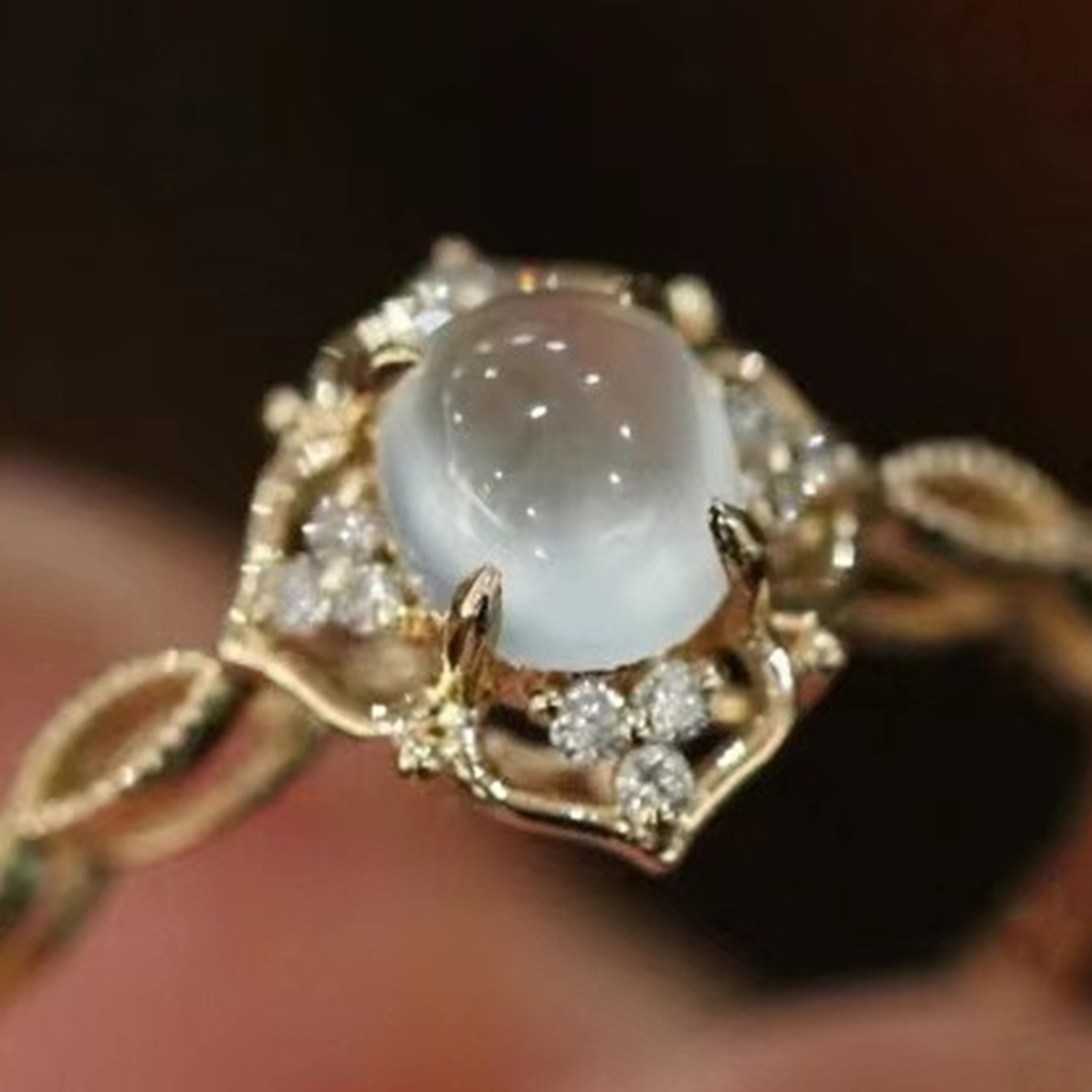 Forefinger Ring Sparkling Dress Up Ladies Faux Moonstone Proposal Ring ...