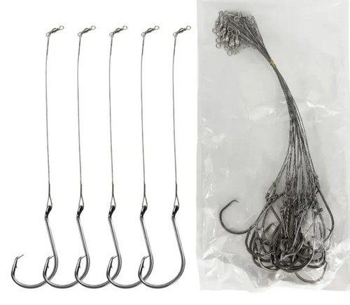 25 Pk USA Heavy Duty Leader Rigs w/ Swivel & Offset Hook Sz 1.18 ...