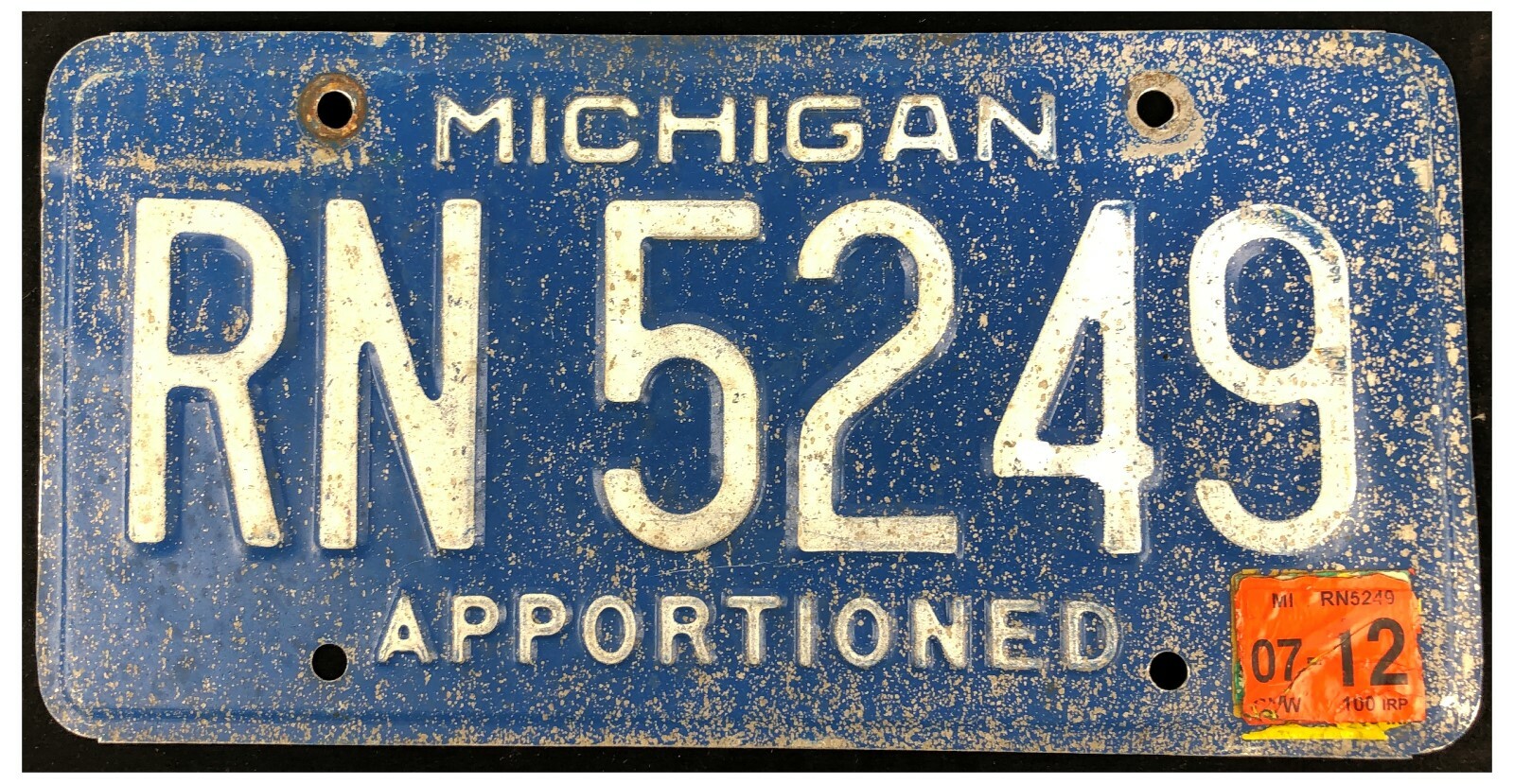 Michigan 2012 100,000lb APPORTIONED TRUCK License Plate RN 5249! | eBay