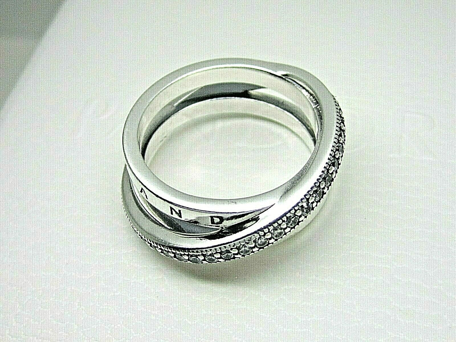 Authentic Pandora #199057C01-54 Crossover Pave Triple Band Ring Size 7 ...