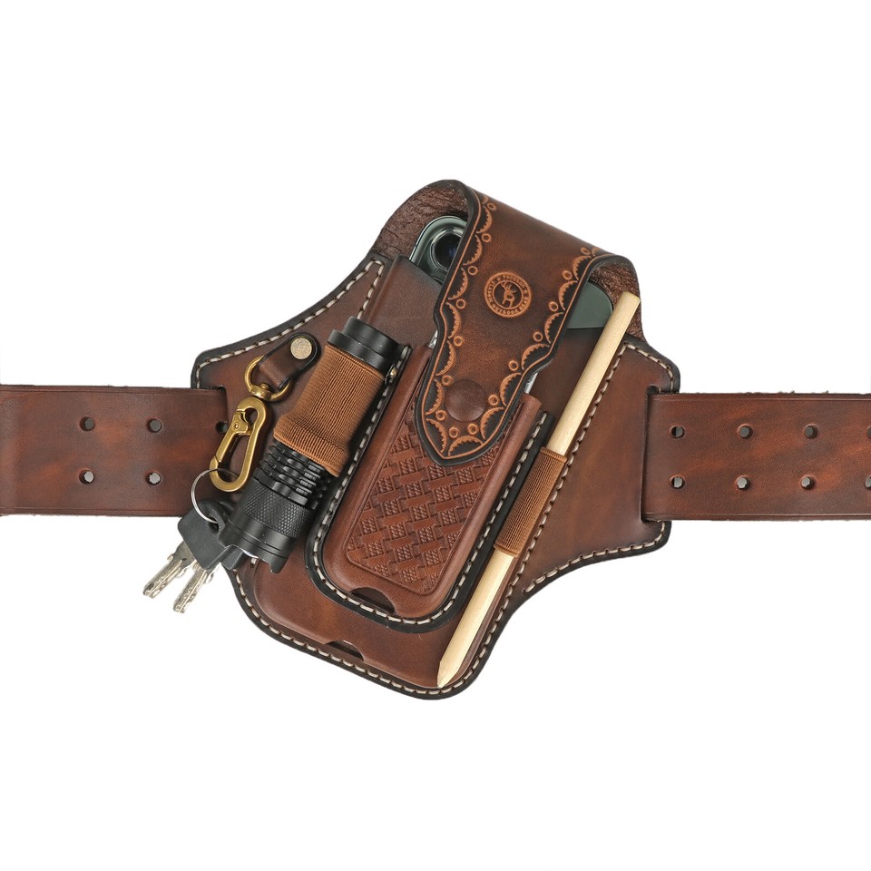 TOURBON Leather Utility Tool Belt Holster 5-in-1 Multitool EDC Sheath ...