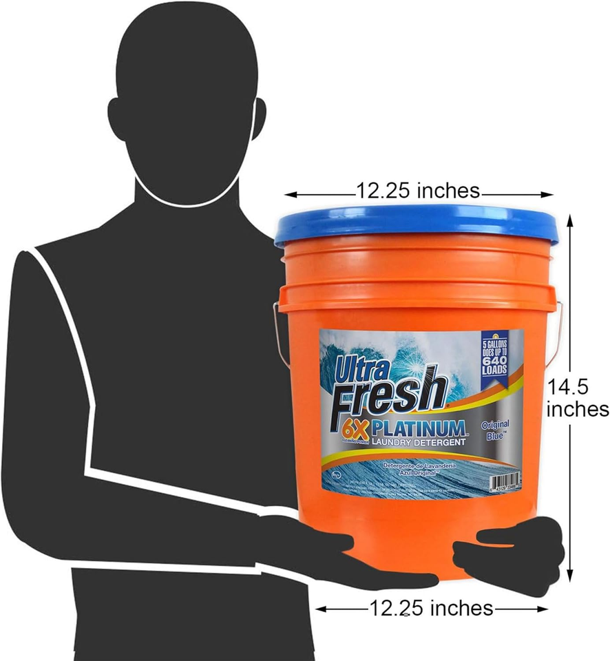 5 Gal Liquid Laundry Detergent Washing Soap, 6X Platinum, Original Blue ...