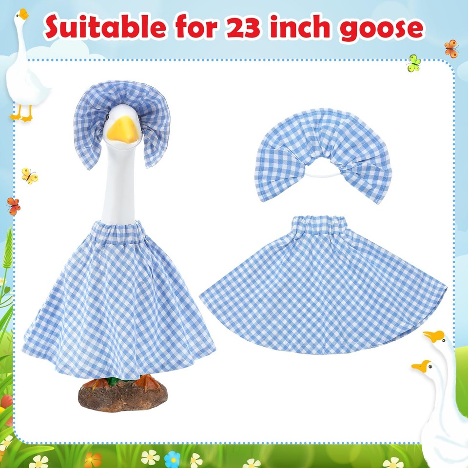 Blue and White Gingham Wizard Goose Outfit Porch Geese Clothes Dress ...