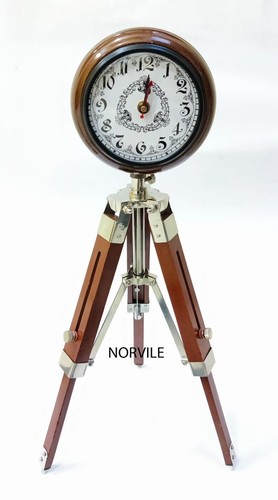 Antique Wooden Clock With Tripod Stand Table Desk Shelf Clock Home ...