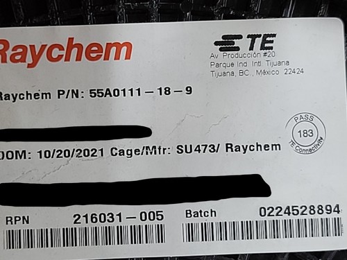 Raychem/TE 55A0111-18-9 #18awg XL-ETFE Spec 55 Hook-Up/Lead Wire White ...