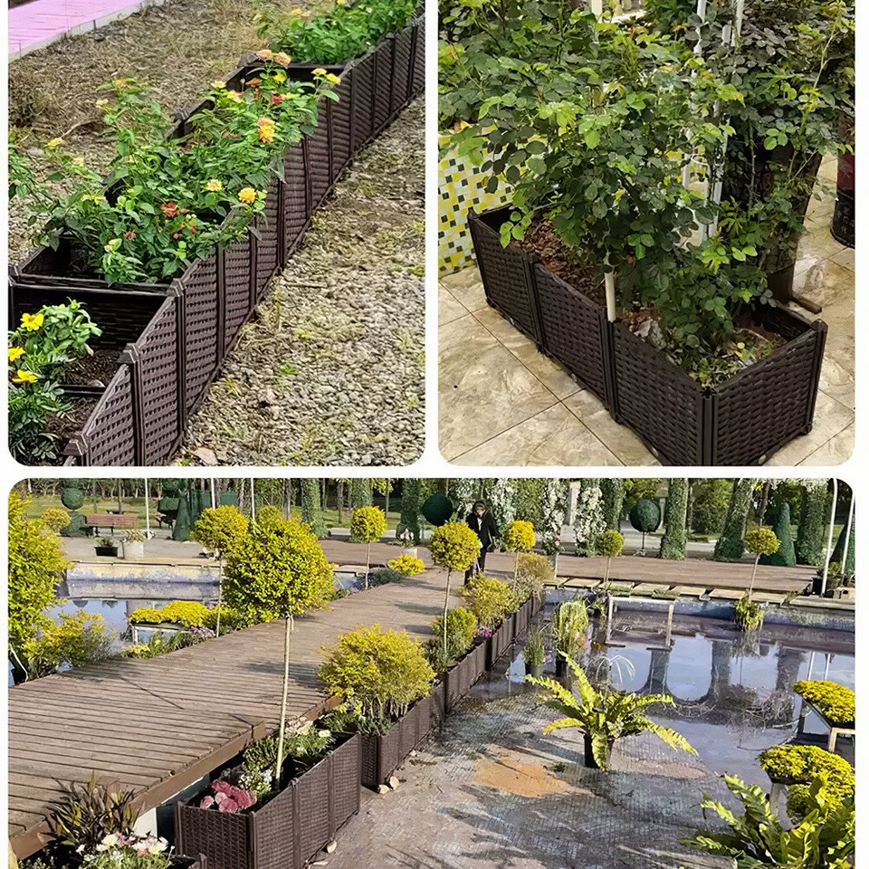 120cm Trough Plant Pot Long Plastic Planter Outdoor Garden Herb Flower ...