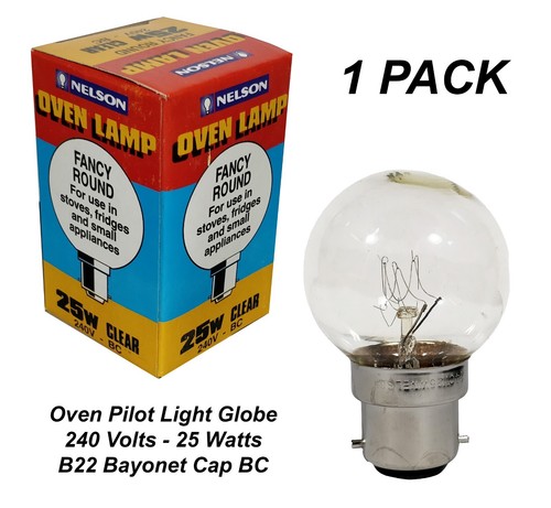 1 x 25W Clear Oven Pilot Light Globe Bulb Lamp B22 Bayonet BC - 300 ...