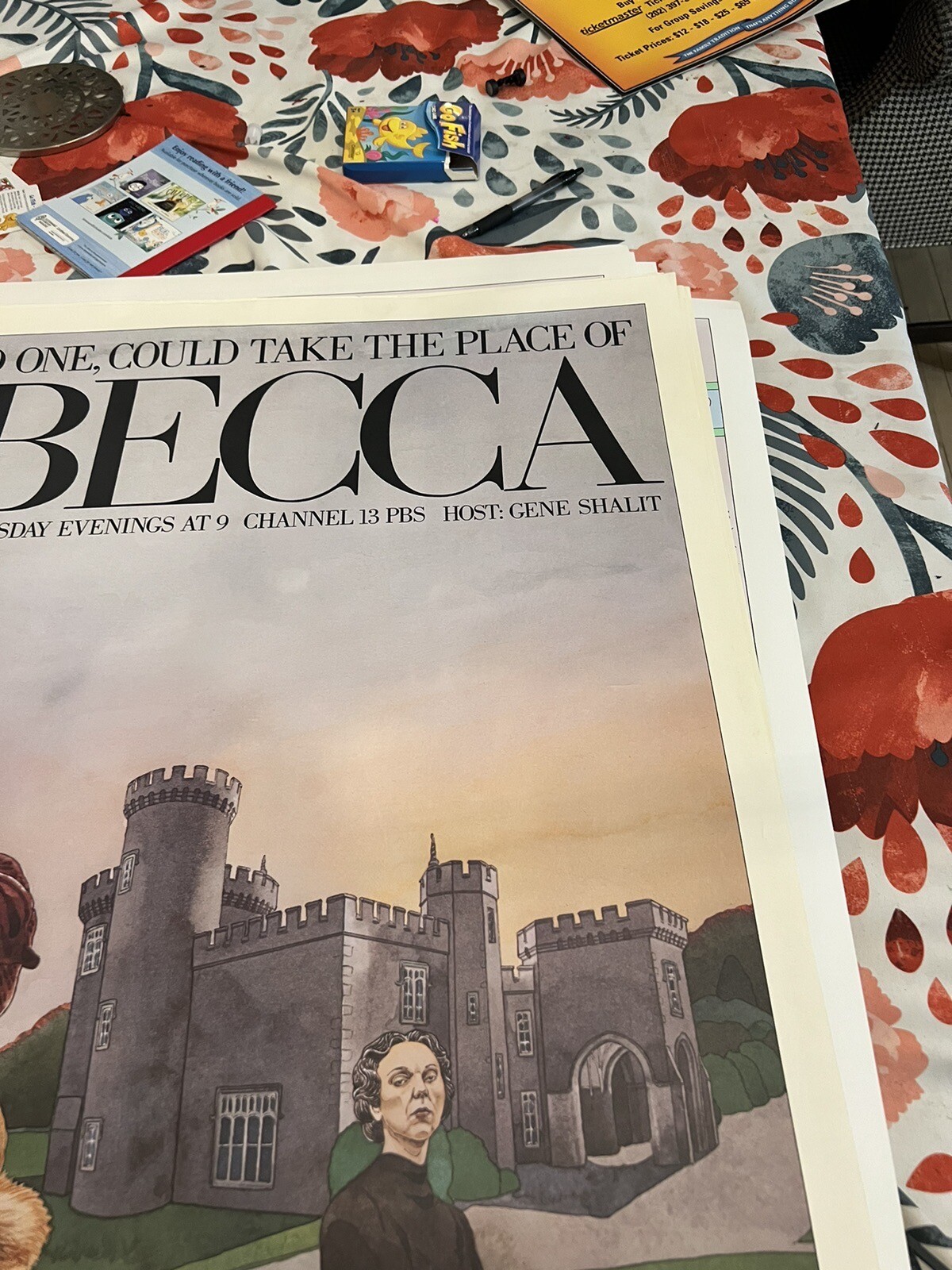 MASTERPIECE THEATER REBECCA ORIGINAL PBS POSTER EM SCHONGUT ARTWORK ...