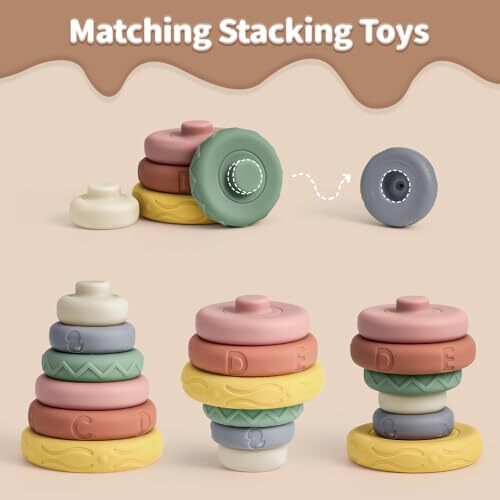 6 Pcs Stacking & Nesting Circle Toysoft Building Rings Stacker ...