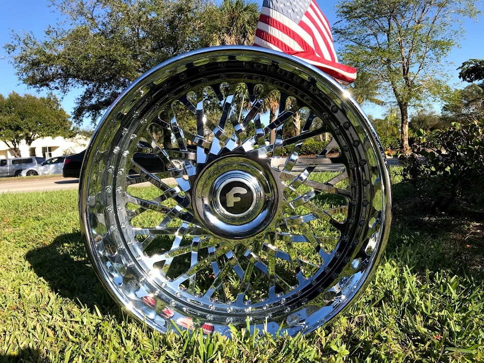 Forgiato Tessuto 26" Custom Staggered 3 Piece Chrome Wheels Floating ...