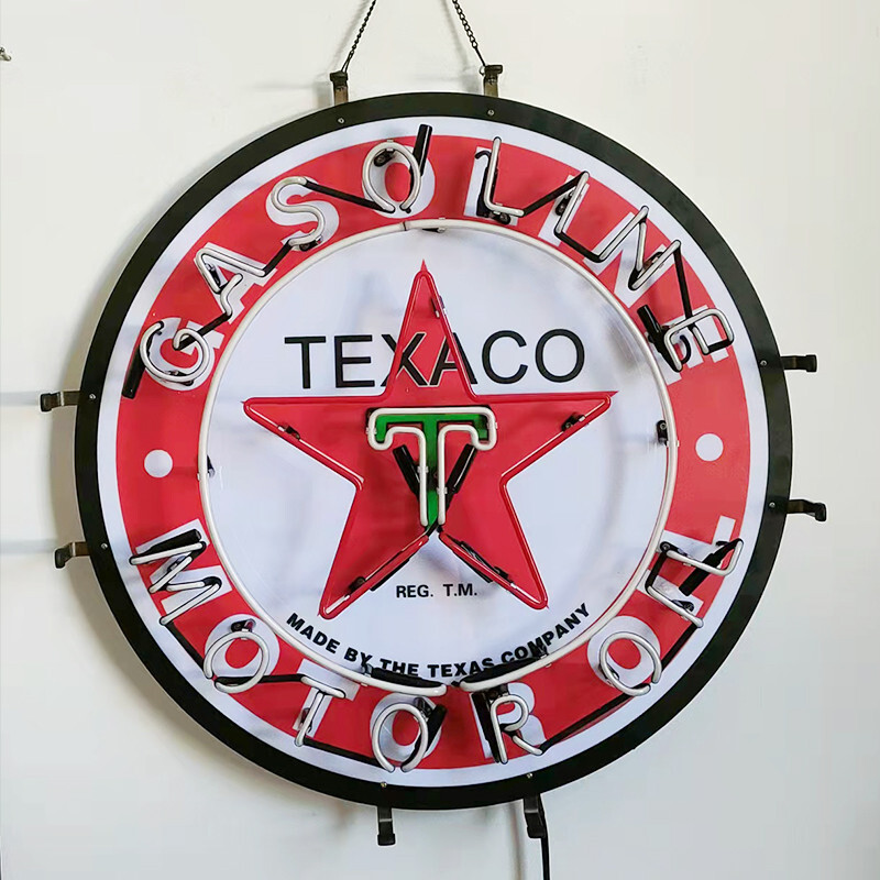 US STOCK Texaco Gasoline Gas Neon Light Sign Lamp 18"x18" Custom Garage ...