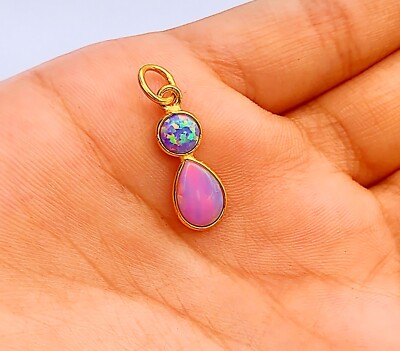 Natural Ethiopian Opal Charm, Solid 18K Yellow Gold Handmade Charm ...