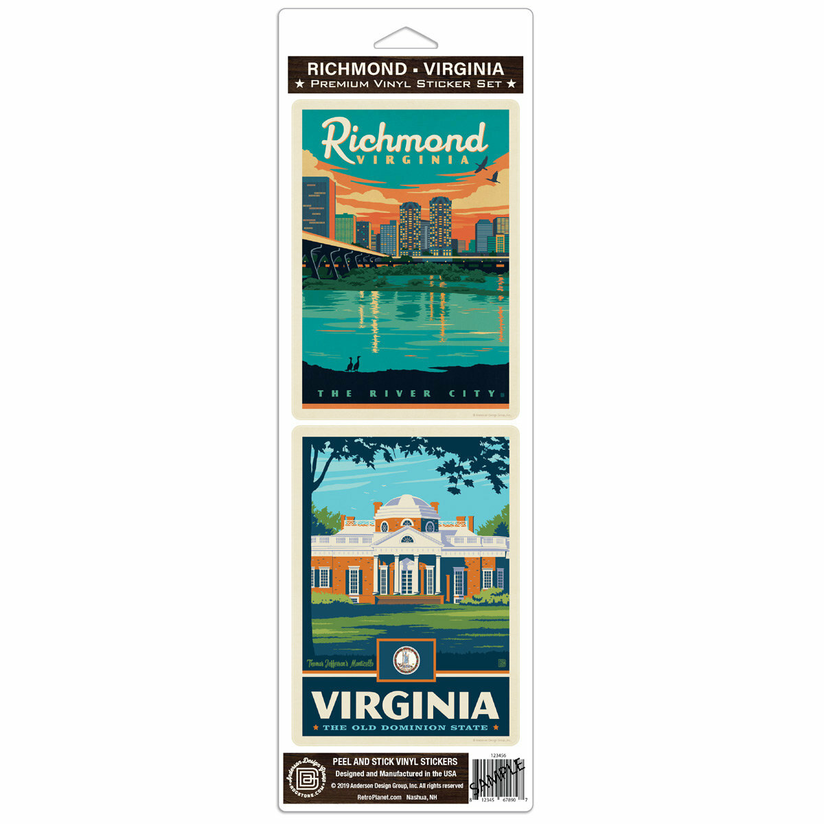 Richmond Virginia River City Sticker Set of 2 Vintage-Style Decals | eBay