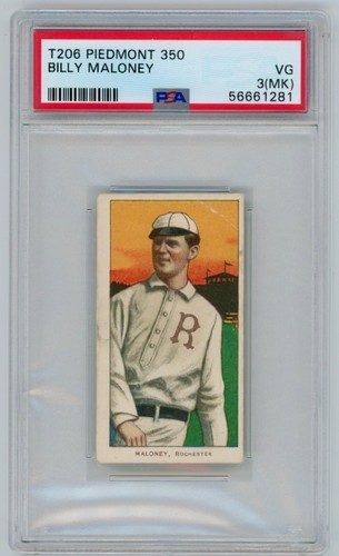 Billy Maloney PSA 3 (MK) T206 Piedmont 350 Rochester Bronchos Baseball ...