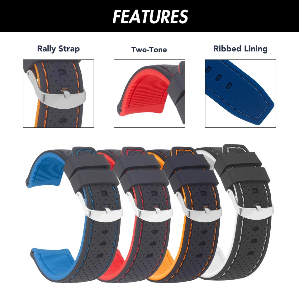 22mm Silicone Rally Strap Watch Band for Citizen Blue Angels | eBay