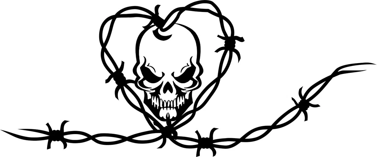 Barbed Wire Skull Drawing