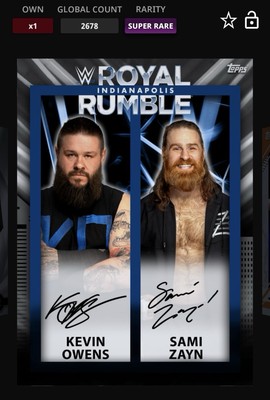 (Digital) Kevin Owens/Sami Zayn Auto TOPPS Dual Signature Black | Super ...
