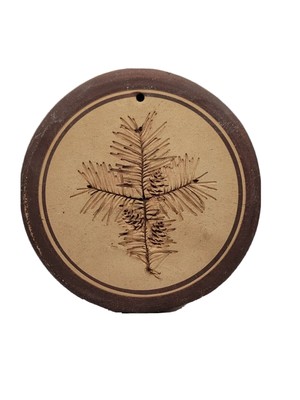 Impressed pine tree branch ceramic wall tile trivet 5 in diameter | eBay