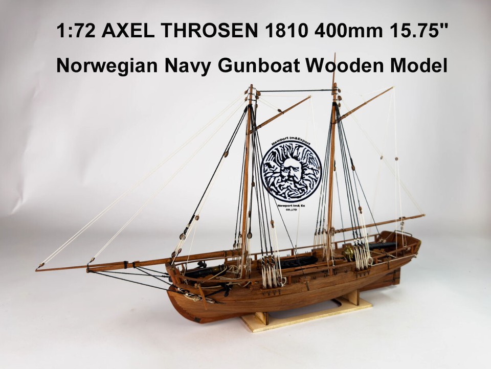 1:72 AXEL THROSEN 1810 400mm 15.8" Norwegian Navy Gunboat Wooden Model ...