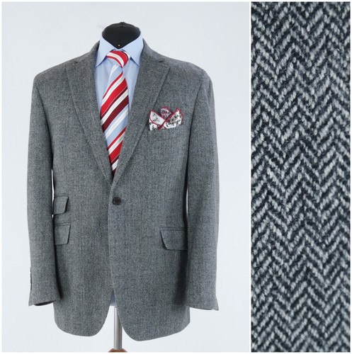 Mens Herringbone Tweed Jacket 42R UK Size J.PHILIPP Grey Wool Sport ...
