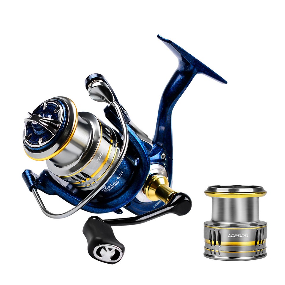 Fishing Reel 5+1BB Full Metal Spool Freshwater Saltwater Blue Fishing ...