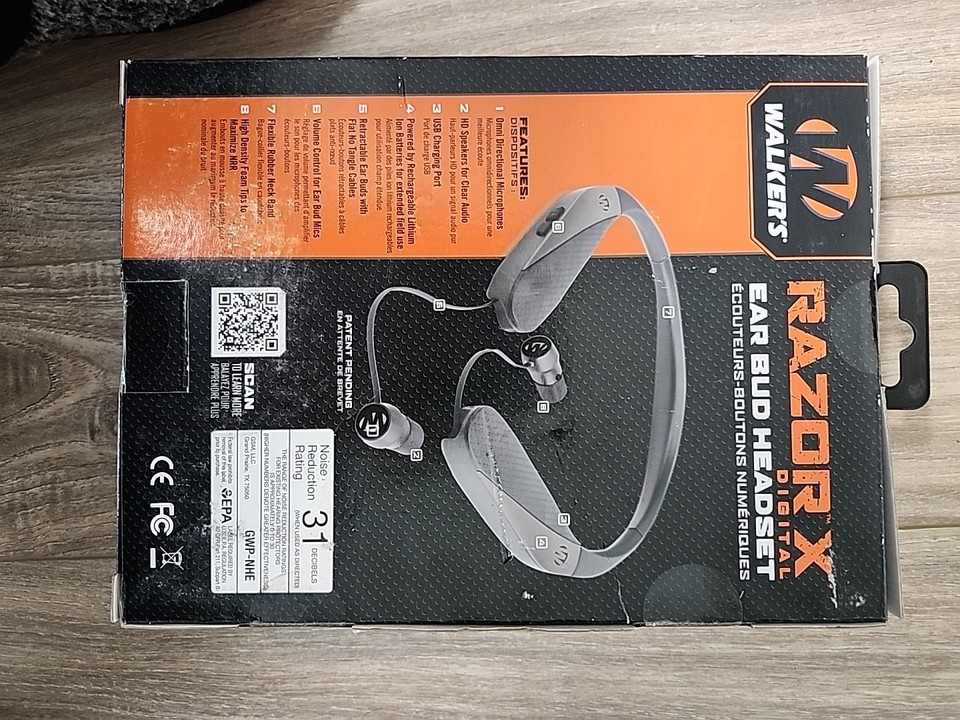 Walkers Razor X Digital Ear bud Headset 31 Decibels Neck Worn Design ...