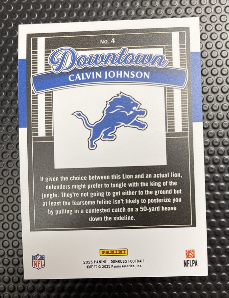 2025 Panini Donruss Calvin Johnson Downtown #4 SSP Case Hit Detroit ...