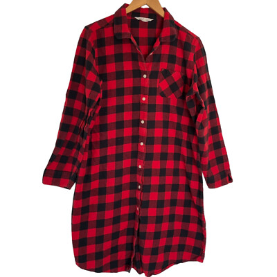 Woolrich Flannel Sleep Night Shirt Large L Red Black Buffalo Check ...