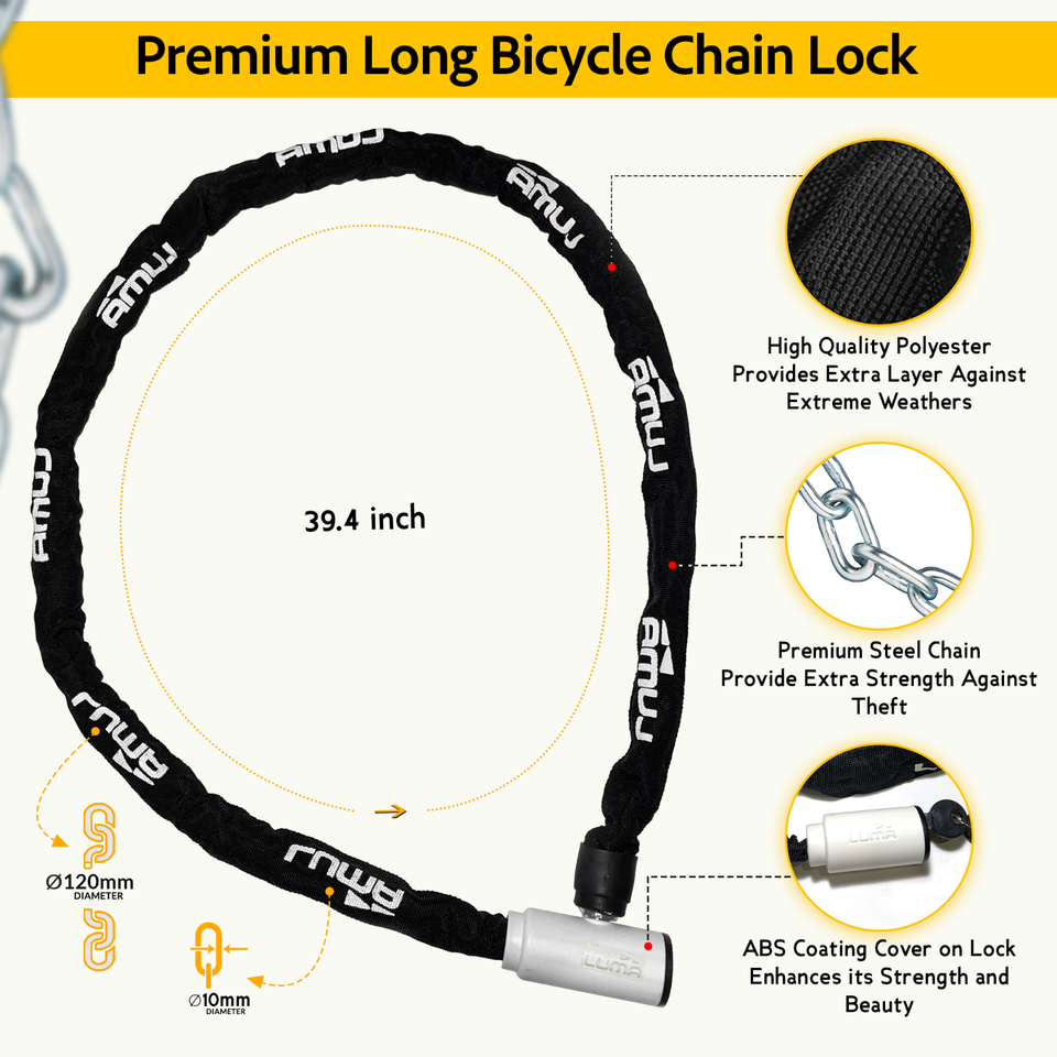LUMA Enduro 5 Bike Chain Lock with Keys - Blue Heavy Duty Anti Theft ...