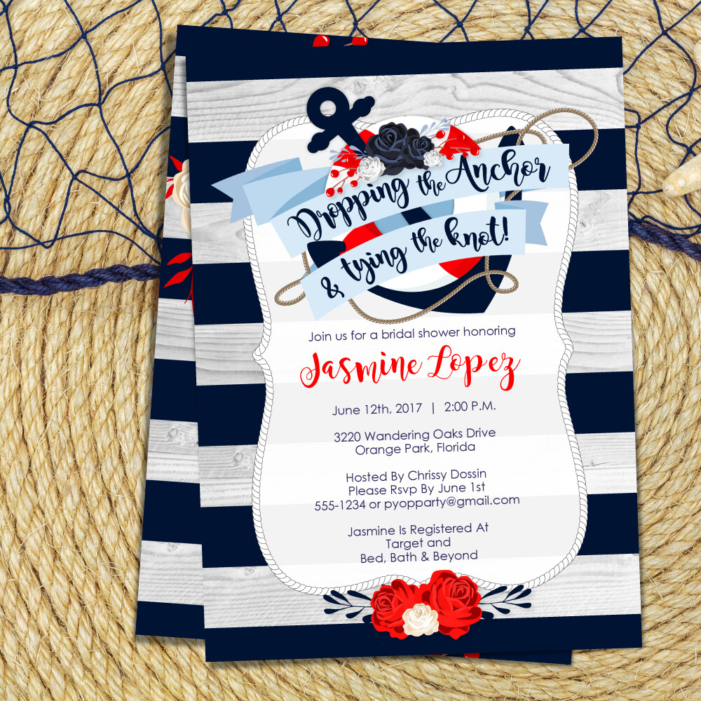 Nautical Themed Bridal Shower Invitation