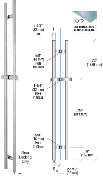 CRL LLPA72BS 316 Brushed Stainless 72" Locking Ladder Pull | eBay